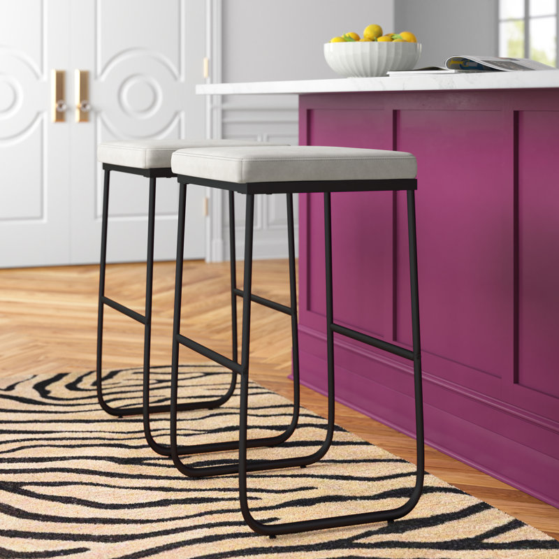 Etta Avenue™ Casper Upholstered Counter Stool with Metal Frame & Reviews | Wayfair